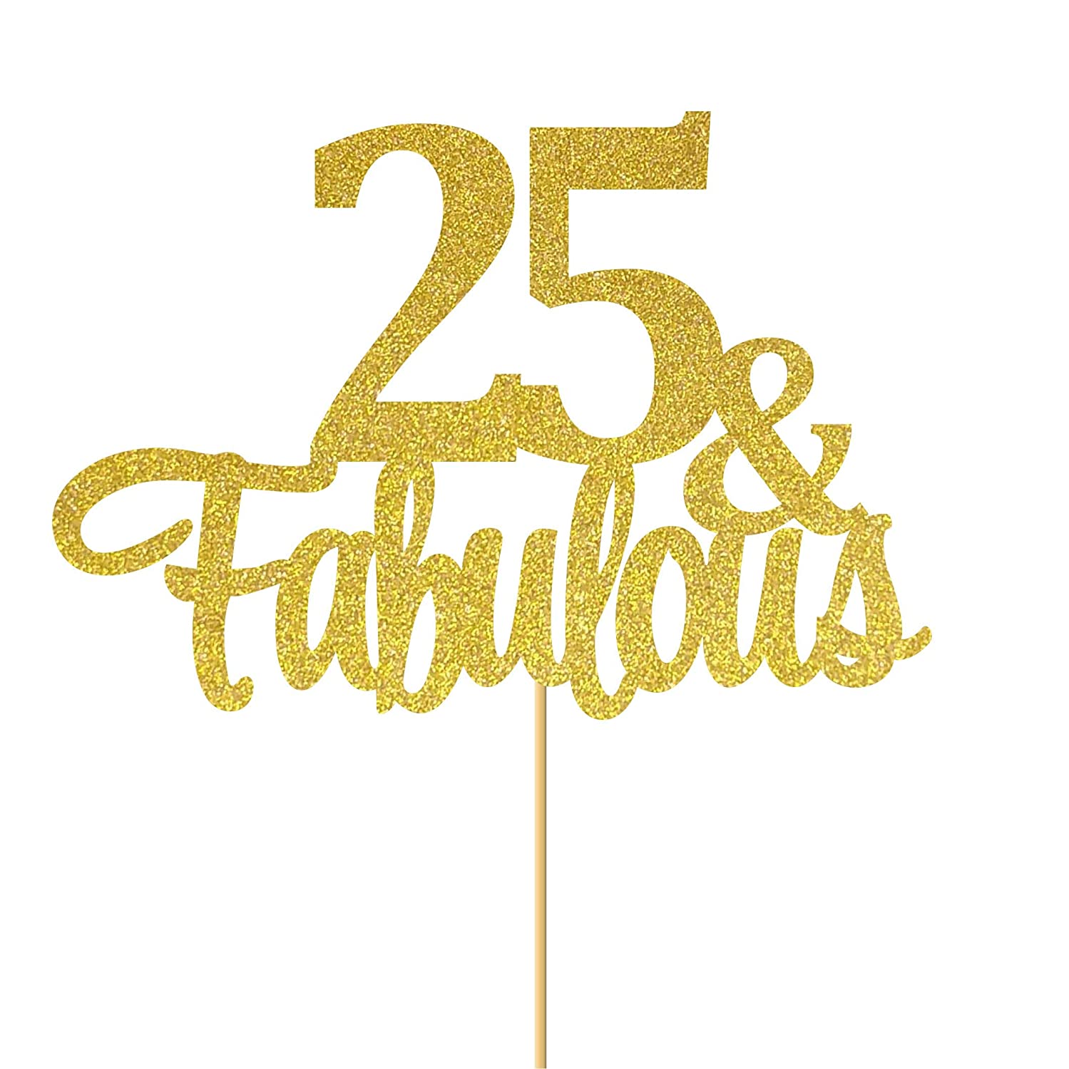 SVM CRAFT Gold Glitter 25 & Fabulous Cake Topper - 25 Anniversary ...