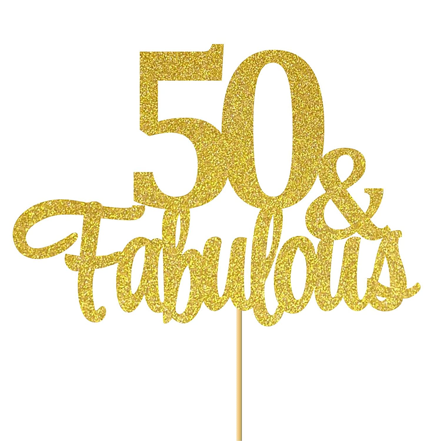 SVM CRAFT Gold Glitter 50 & Fabulous Cake Topper - 50 Anniversary ...