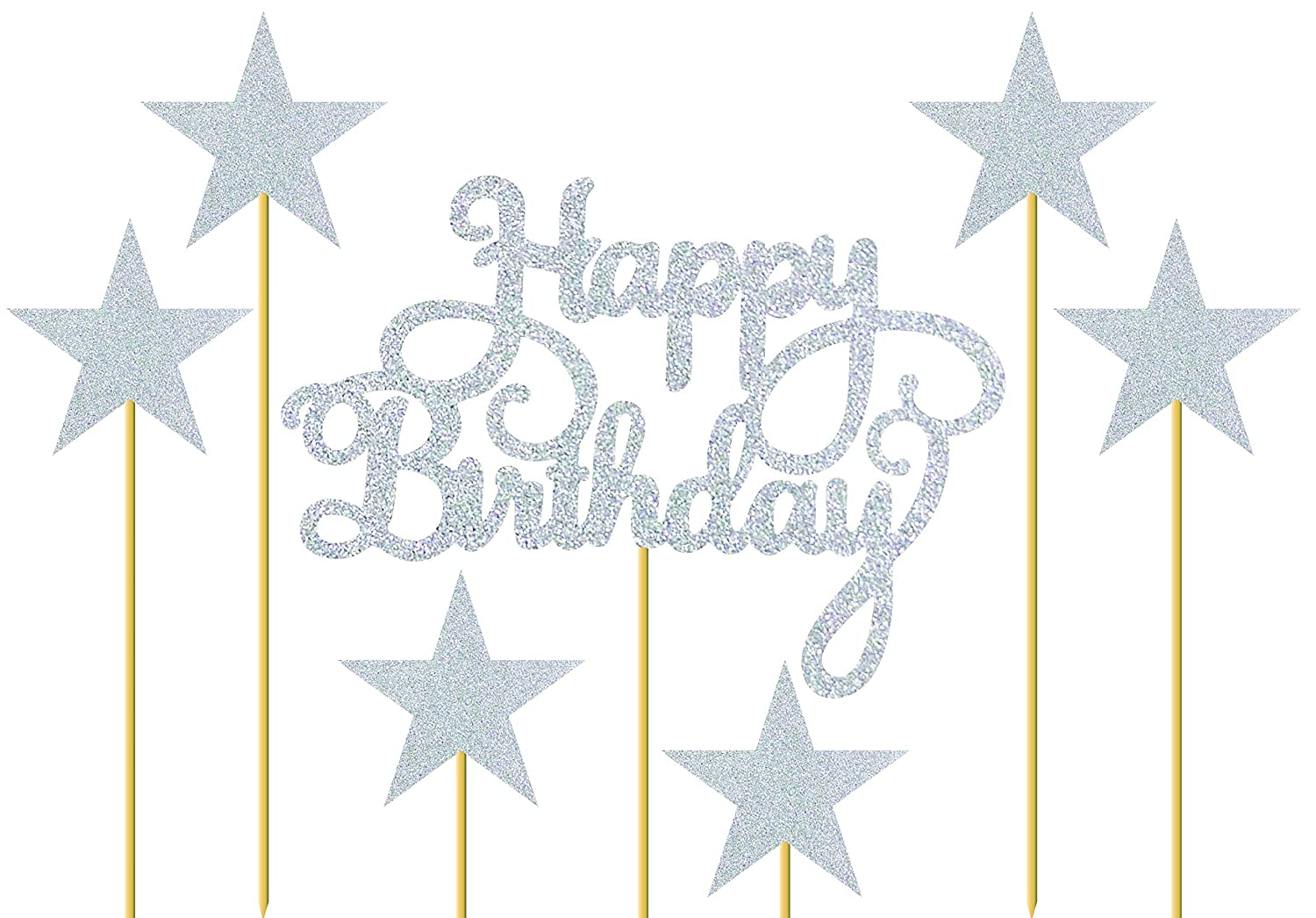 SVM CRAFT 7 Pack Glitter Letters Happy Birthday Cake Topper Decorations ...
