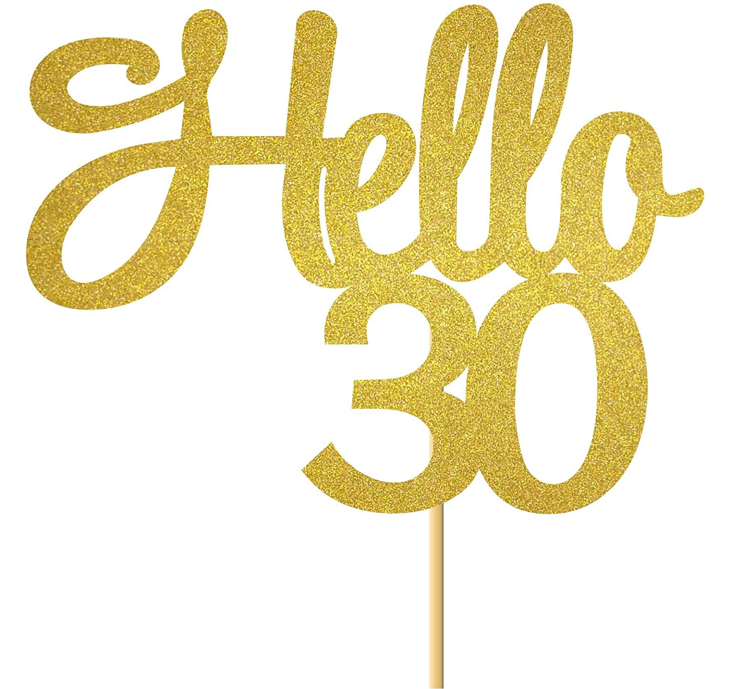 SVM CRAFT Hello 30 Cake Topper Gold Glitter 30 Anniversary/Birthday ...