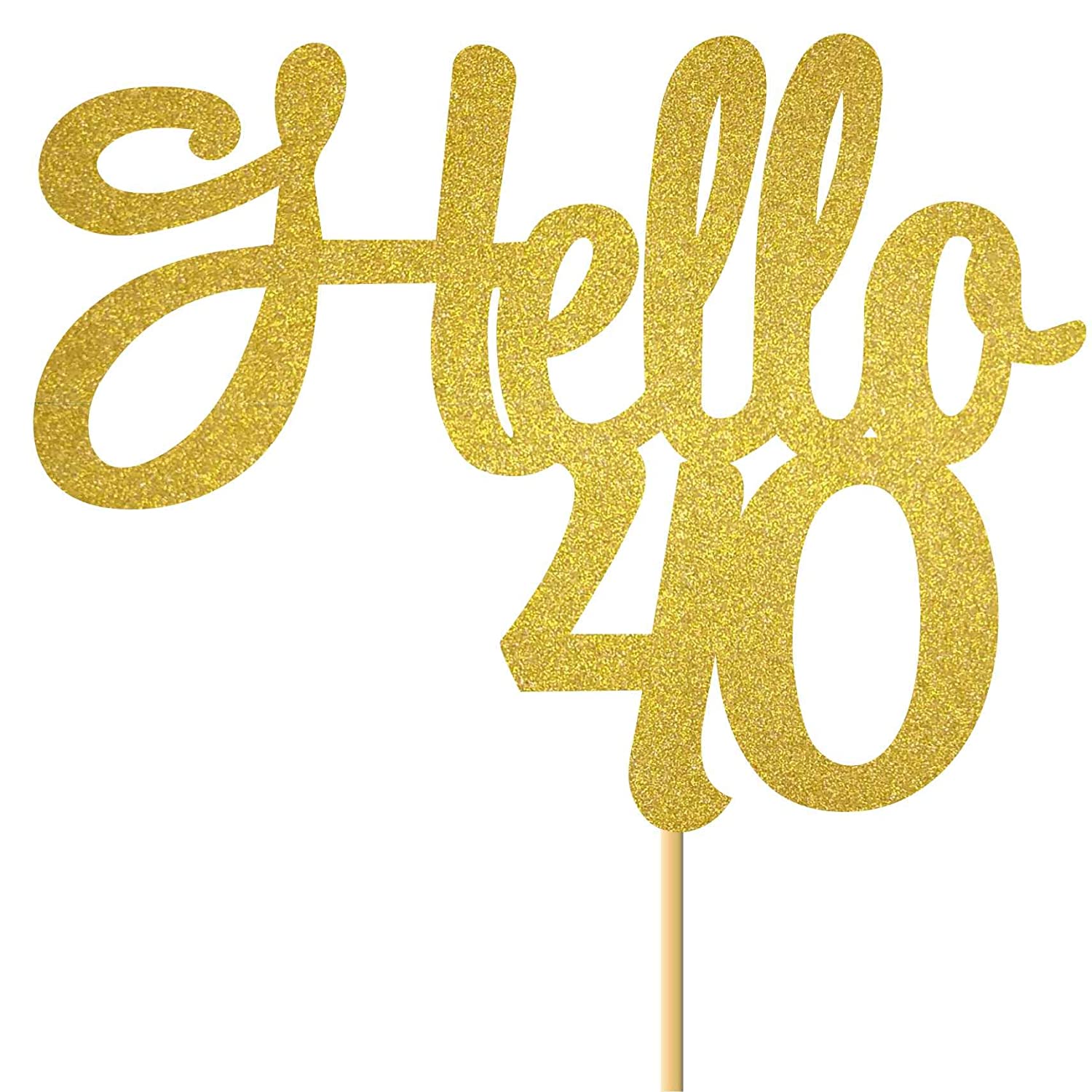 SVM CRAFT Hello 40 Cake Topper Gold Glitter- 40 Anniversary/Birthday ...