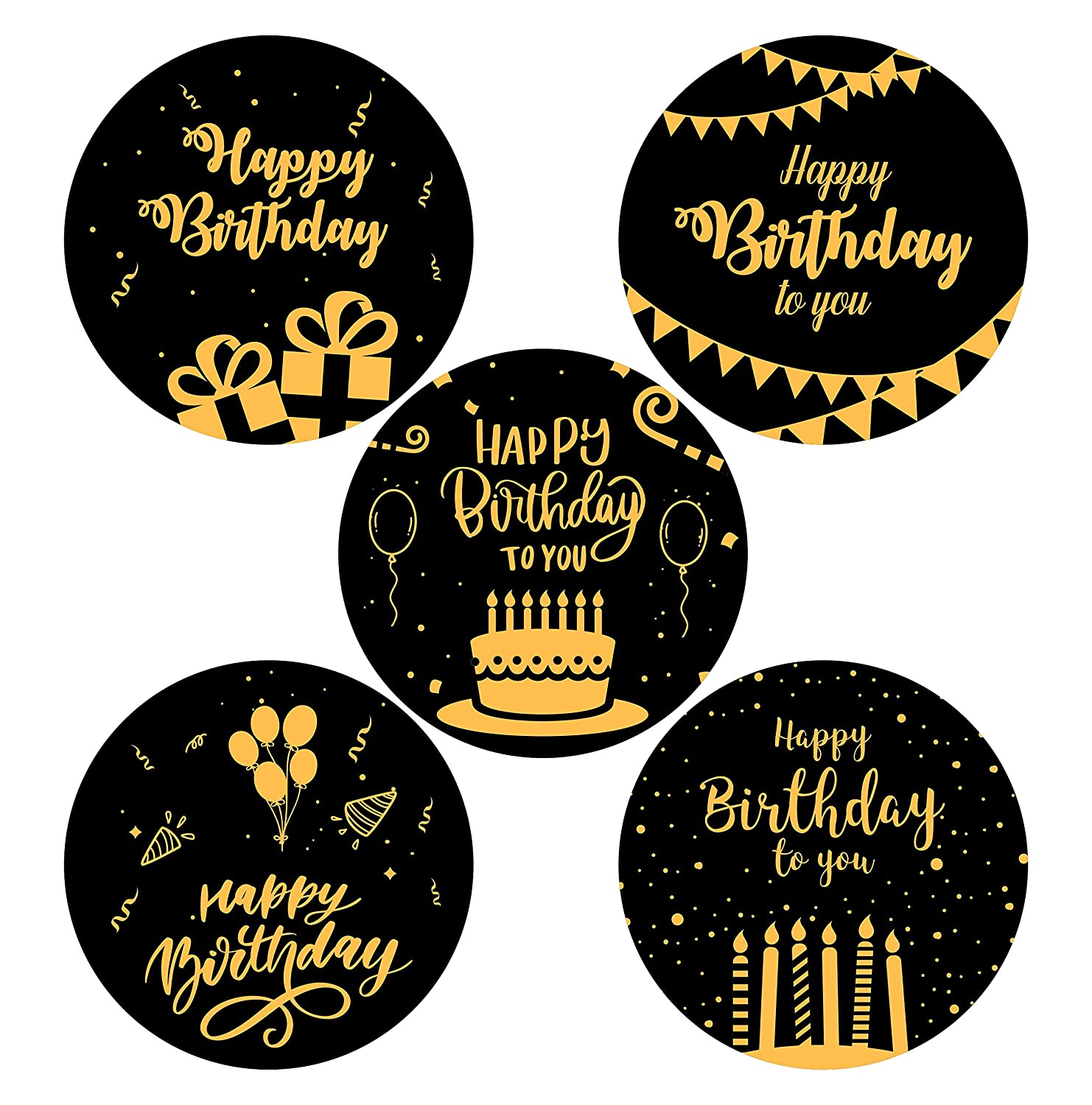 SVM CRAFT Happy Birthday Envelope Seals - 4.5 cm Black Colour Happy ...