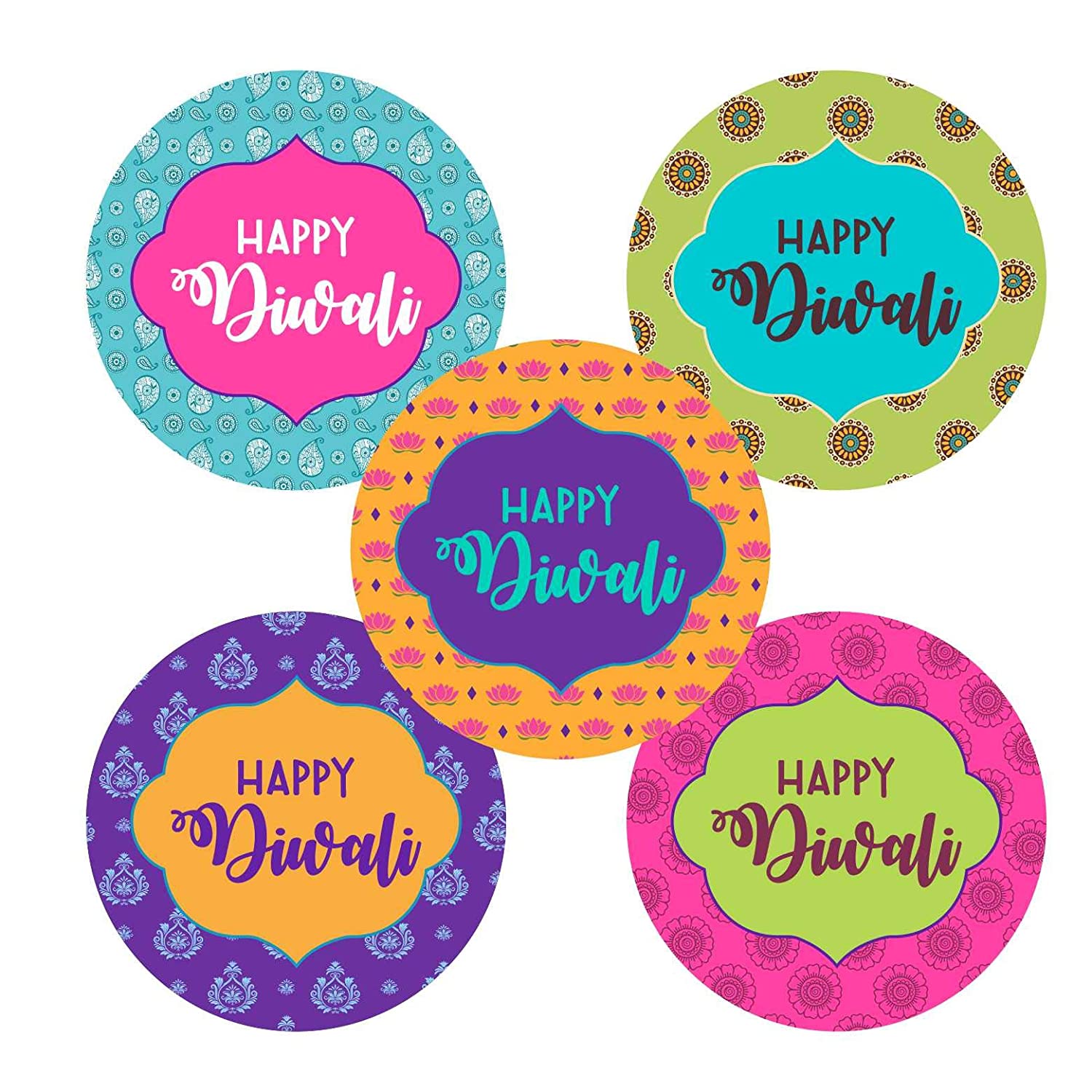 SVM CRAFT Happy Diwali Round Sticker 4.5 cm, for Gift School Diwali ...